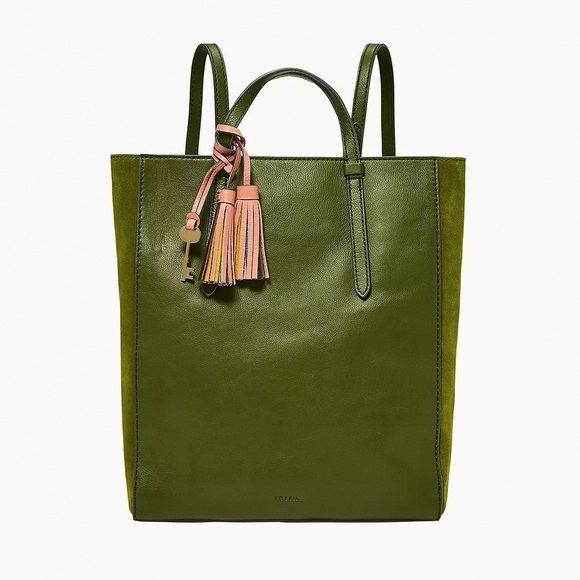 Fossil | Bags | Fossil Sage Green Camilla Leather Suede Backpack With ...